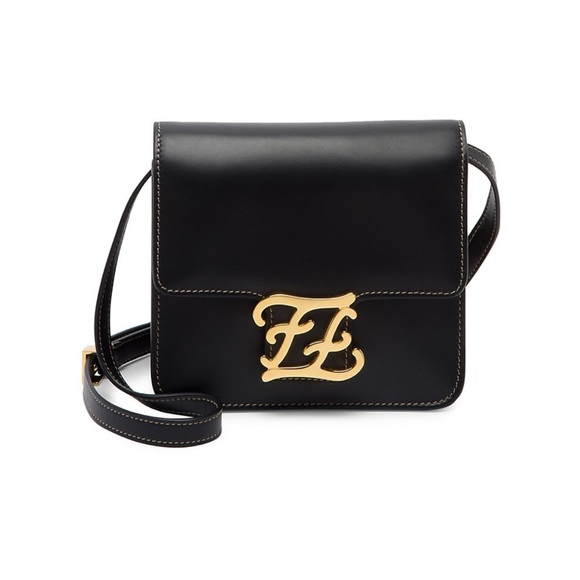 Fendi | Bags | Fendi Karligraphy Leather Crossbody Bag Black Gold ...